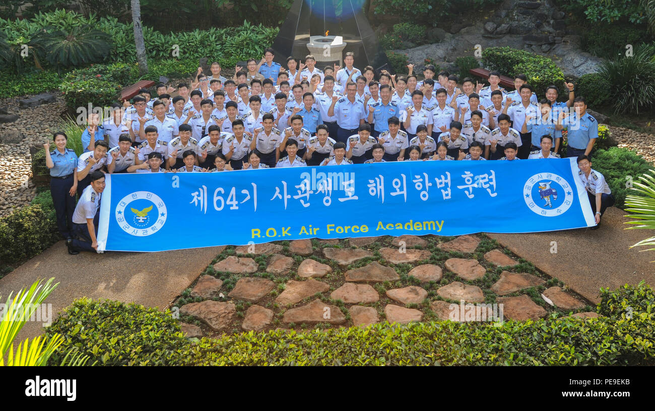 Republic of Korea Air Force Academy cadets take a photo with U.S. Air ...