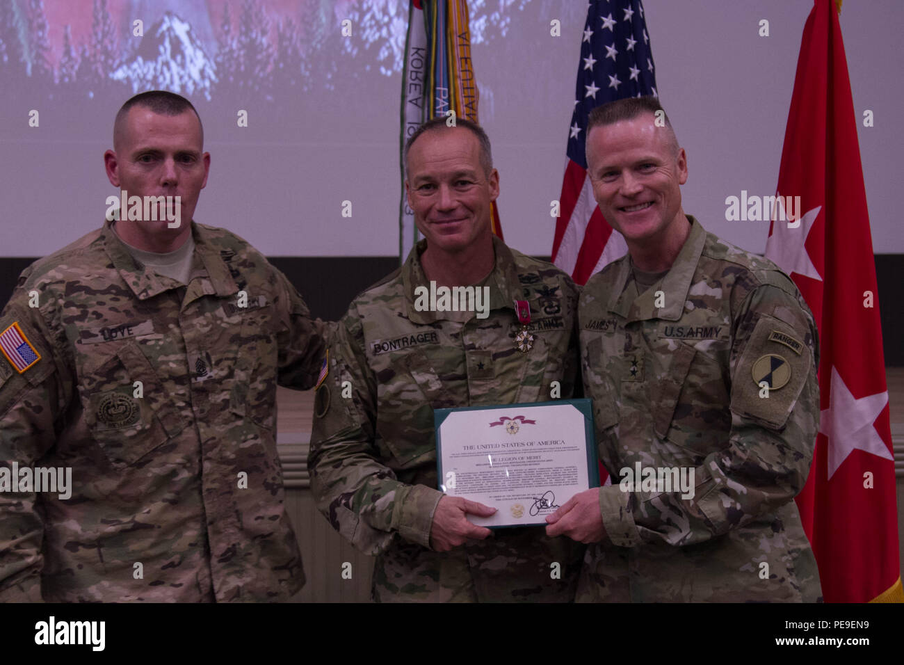 Command Sgt. Maj. Jack Love, left, command sergeant major of 7th ...