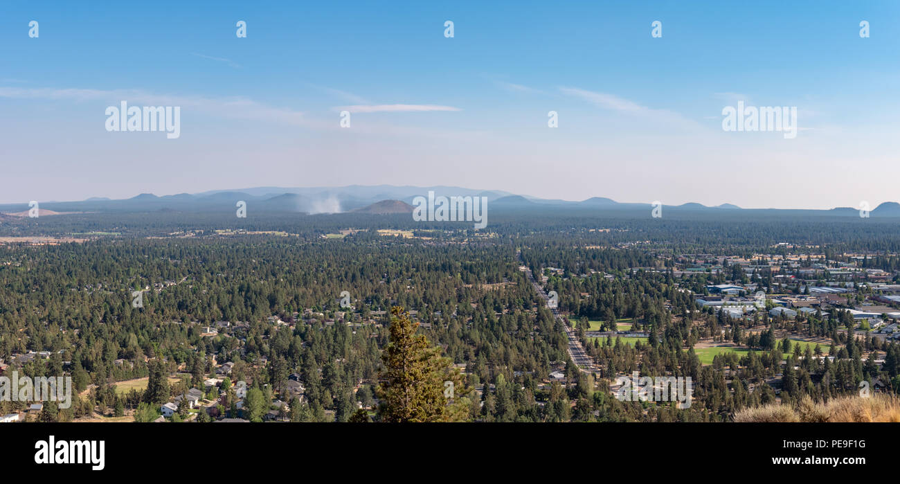 aerial view forest fire smoke on the slopes hills. fire in mountain ...