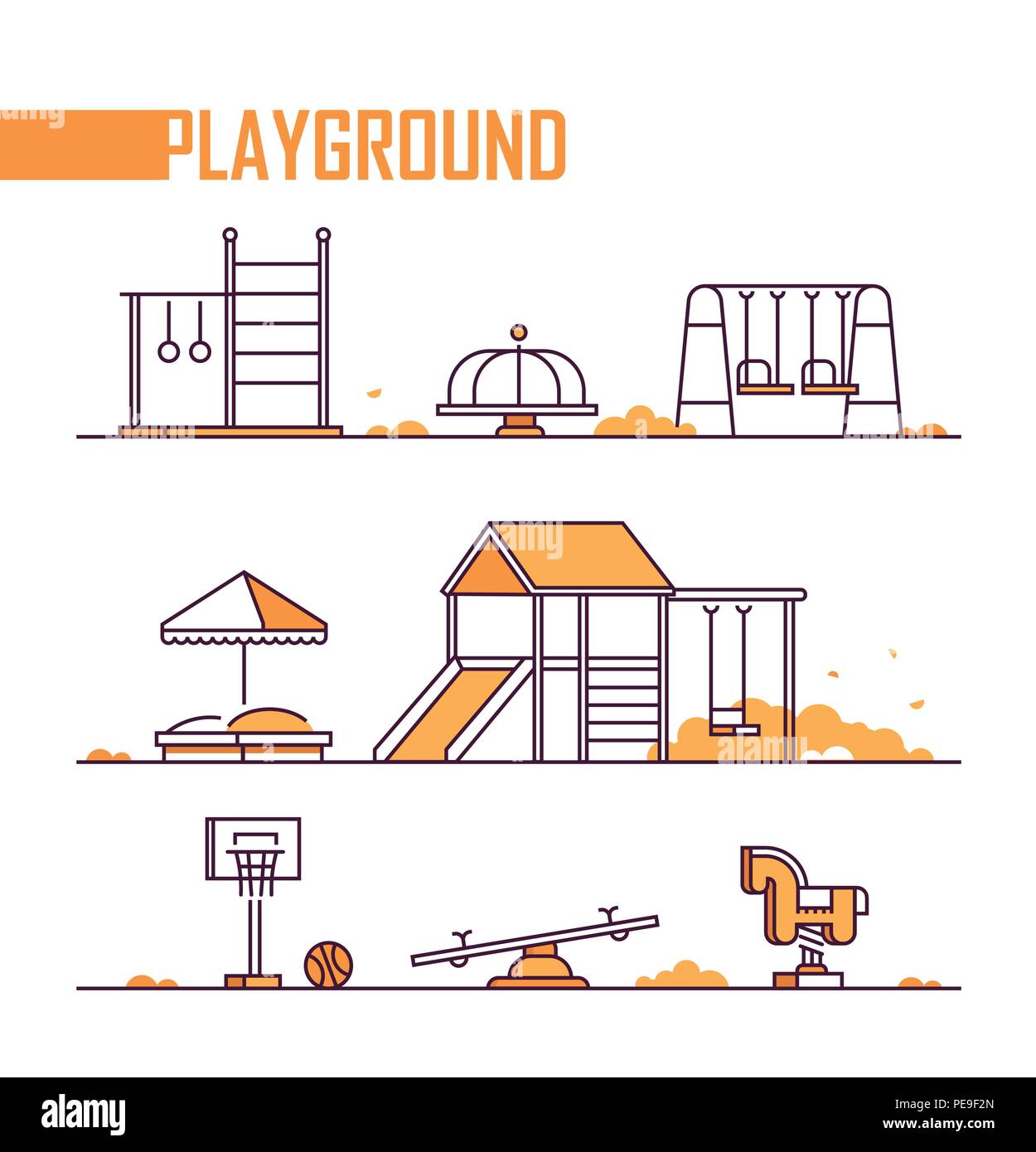 Set of playground elements - modern vector isolated objects on white ...