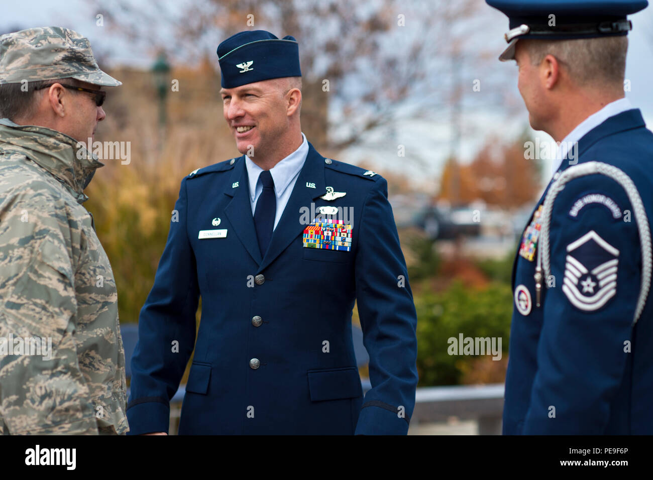 Col. Tim Donnellan, the 124th Fighter Wing commander, speaks to Brig ...