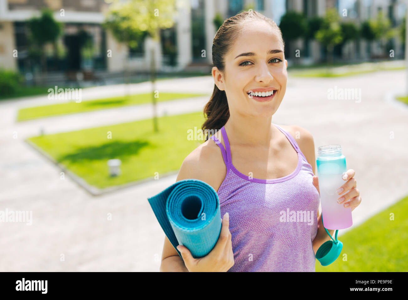 Delighted nice woman leading healthy lifestyle Stock Photo - Alamy