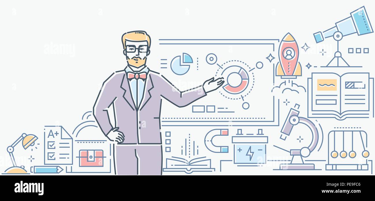 Physics lesson - colorful line design style illustration Stock Vector ...