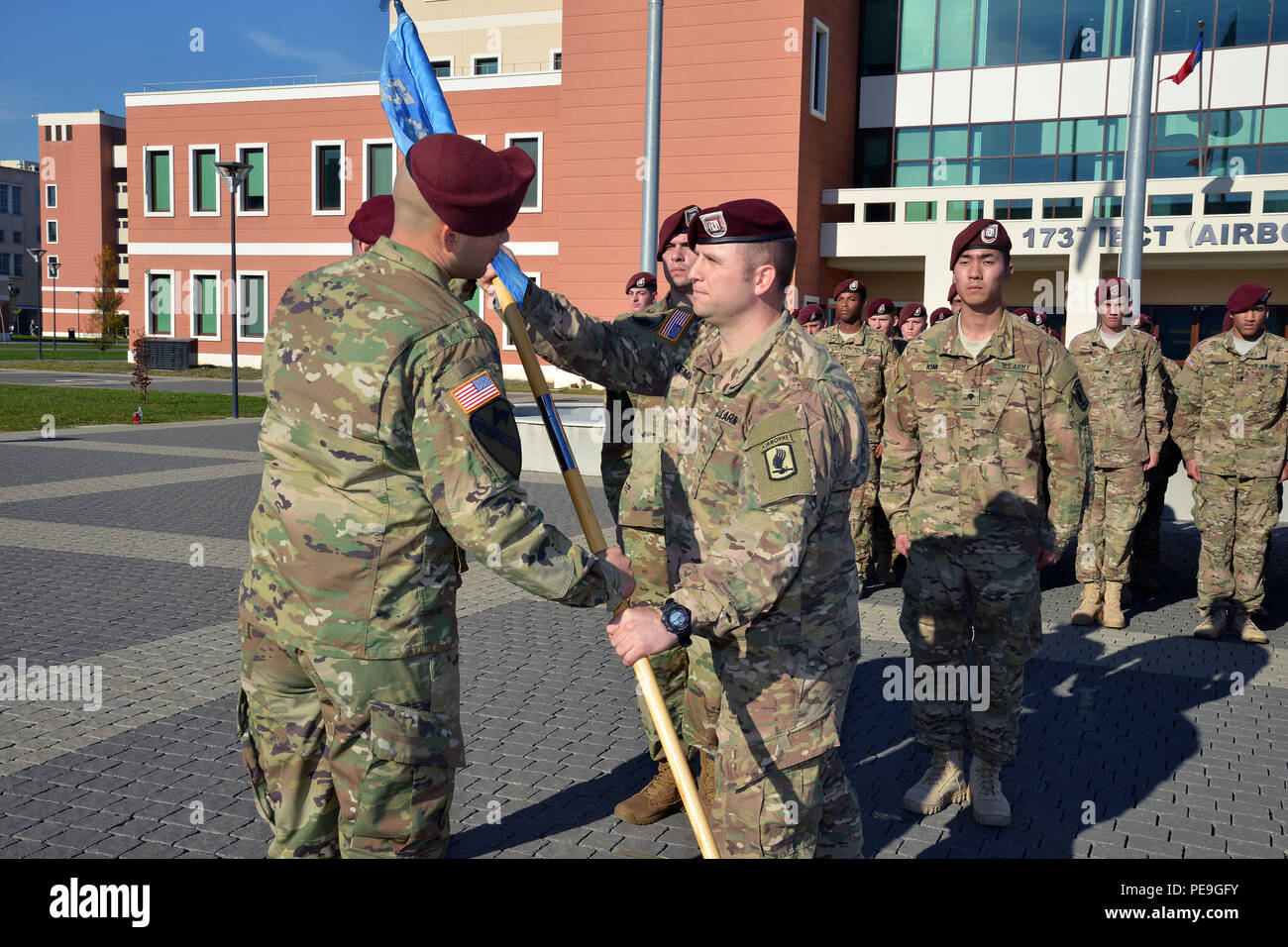 U.S. Army paratrooper Capt. Andrew Kinney, left, Company D, commander ...