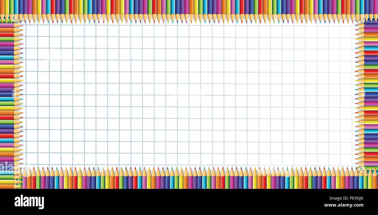 Vector multicolored rectangle border made of colorful rainbow pencils ... Vector multicolored rectangle border made of colorful rainbow pencils ...