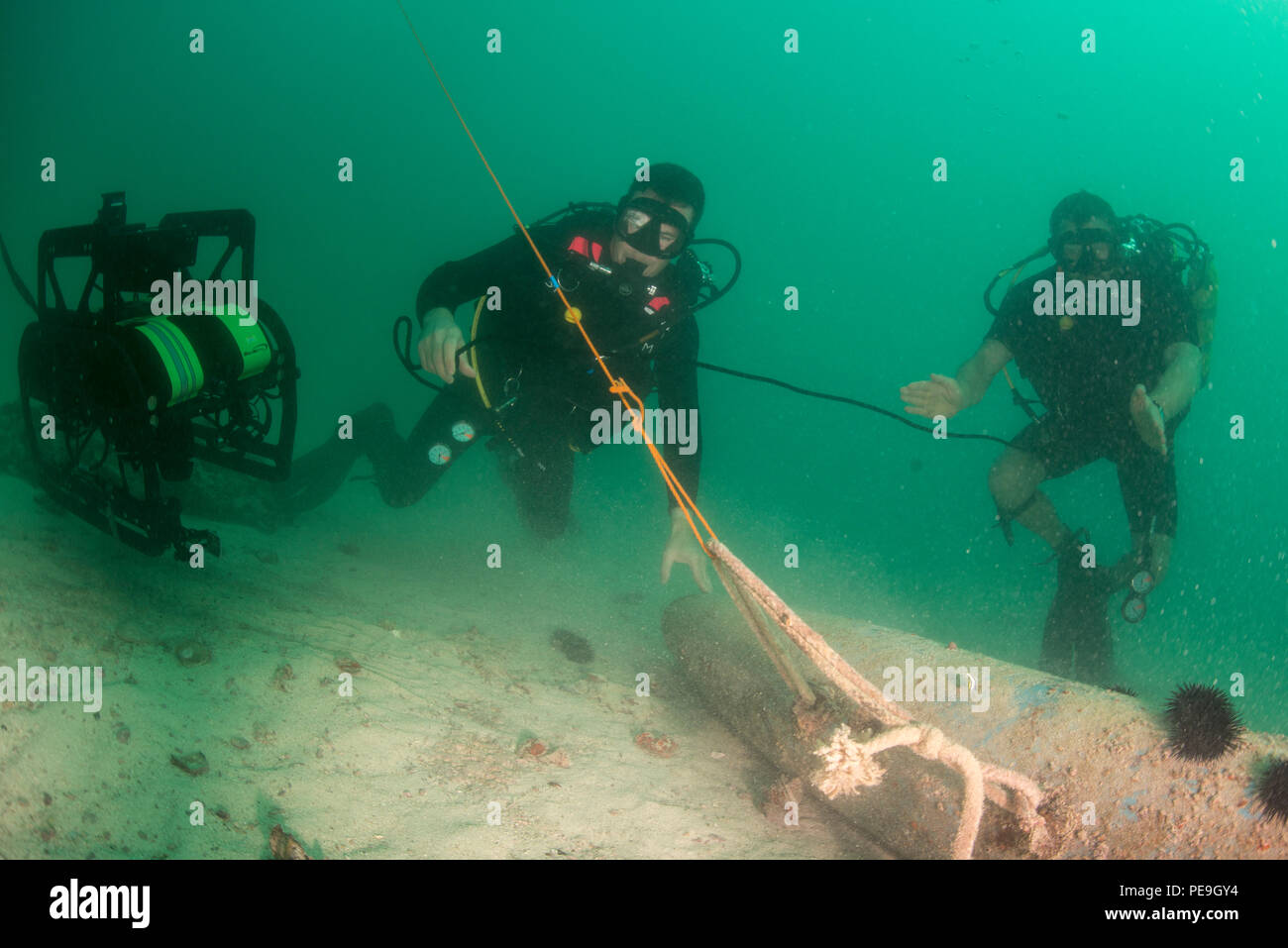 151117-N-IP743-036 ARABIAN GULF (Nov. 17, 2015) Divers assigned to the ...