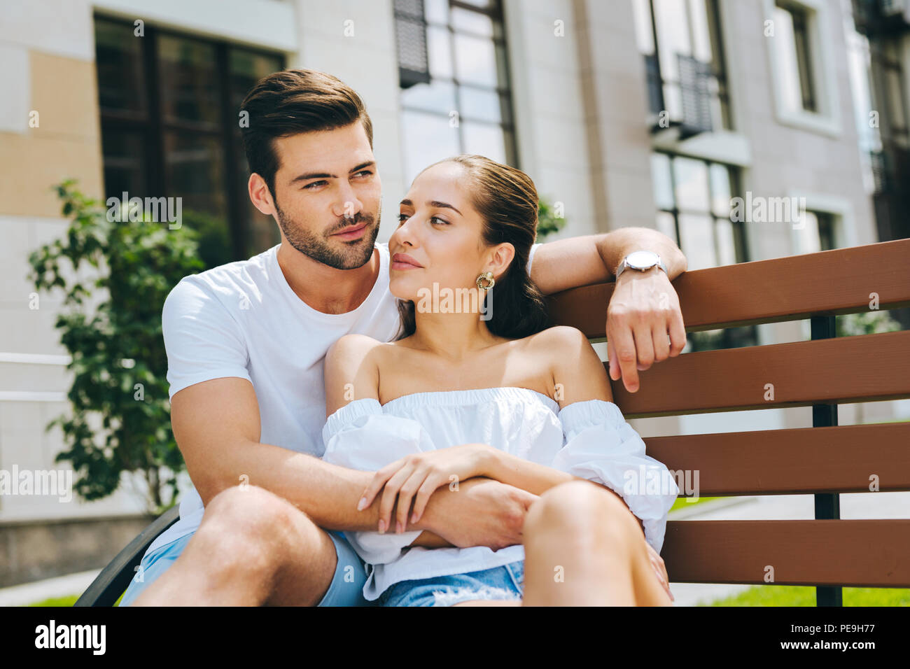 Happy delighted couple enjoying their day Stock Photo - Alamy