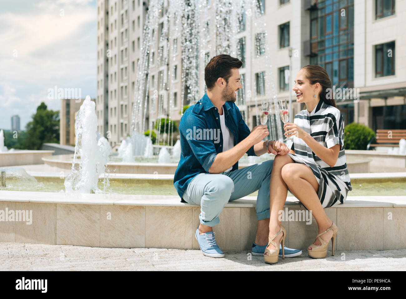 Nice happy couple having a romantic celebration Stock Photo - Alamy
