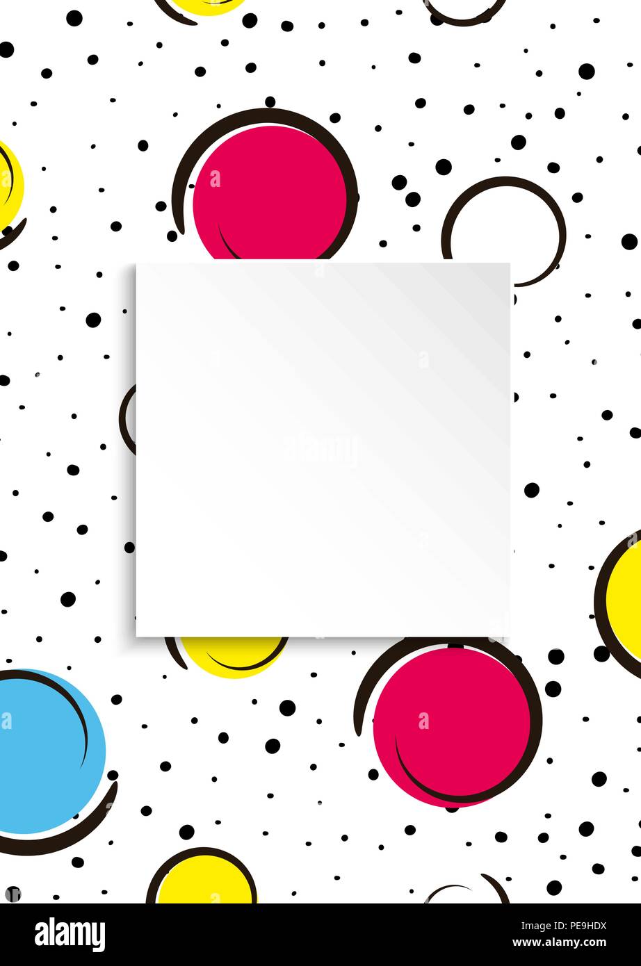 Pop art colorful confetti background. Big colored spots and circ Stock ...