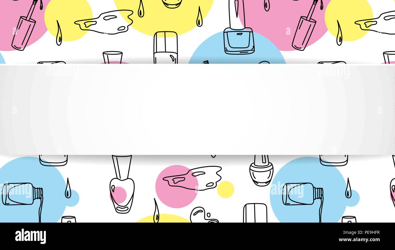 Nail banner with doodle manicure pattern. Hand drawn polish and Stock ...