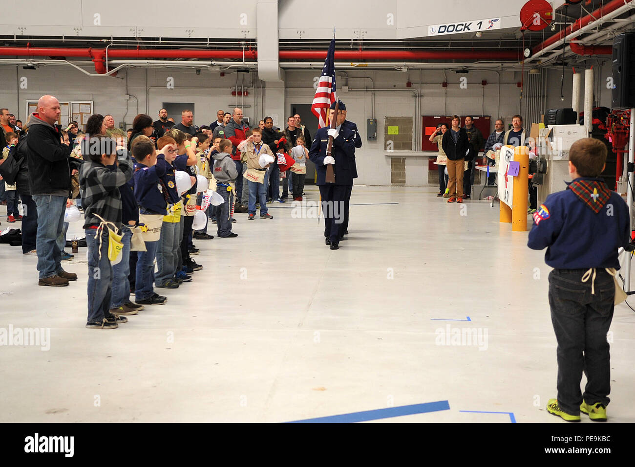 The 180th Fighter Wing Color Guard members present the colors at the ...