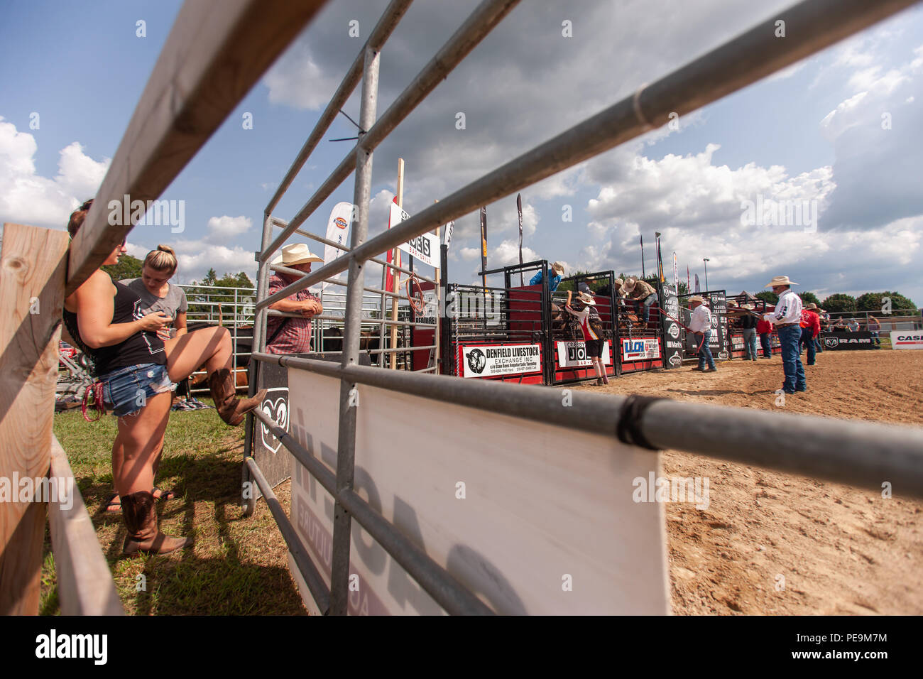 The competition ring at the 2018 Ram Rodeo Tour in Exeter, Ontario ...