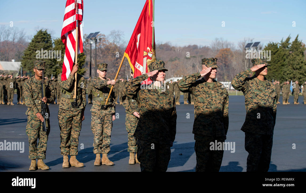 Candidates in Officer Candidate School salute during the 75th ...
