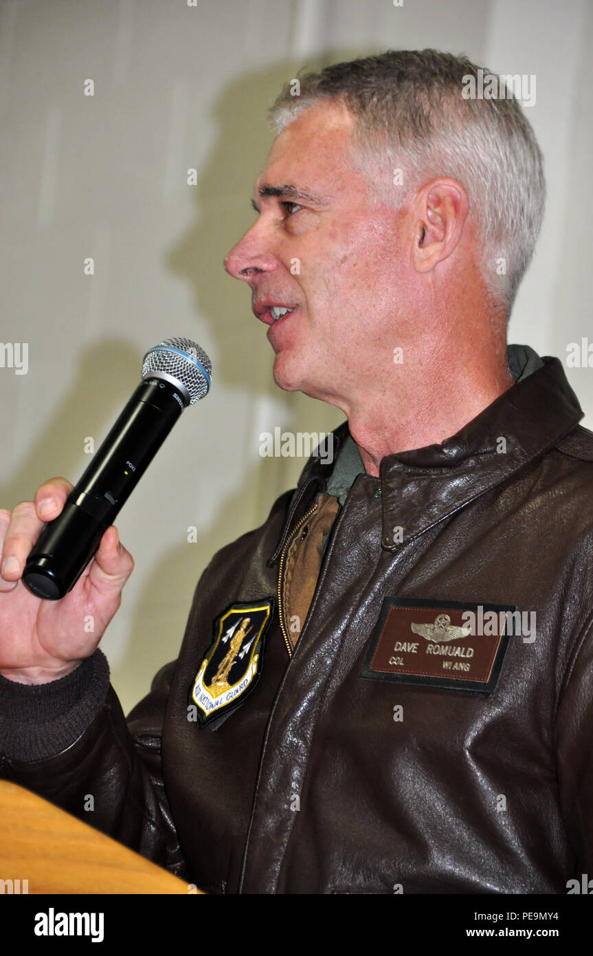 Col. Dave Romuald, Volk Field commander, addresses the Descendants of ...