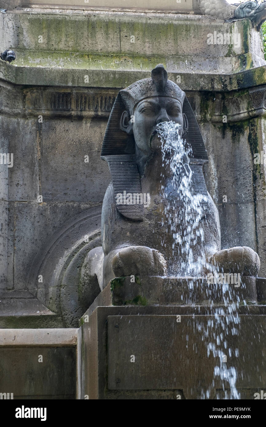 Sphinx at base of the Fontaine du Palmier, paris, france Stock Photo ...