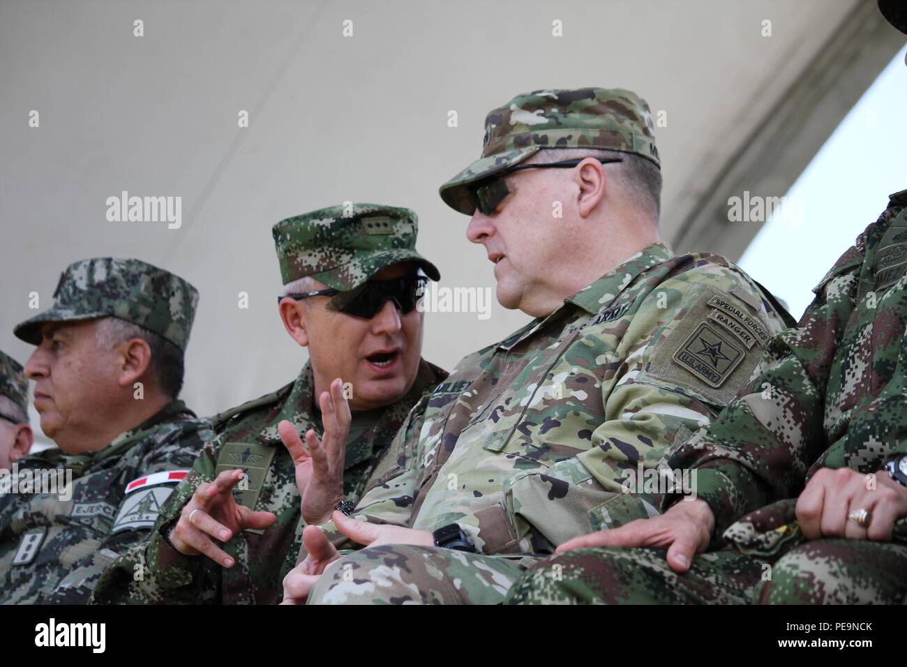 Maj. Gen. Alberto Mejia (left) explains a scenario to U.S. Army Chief ...