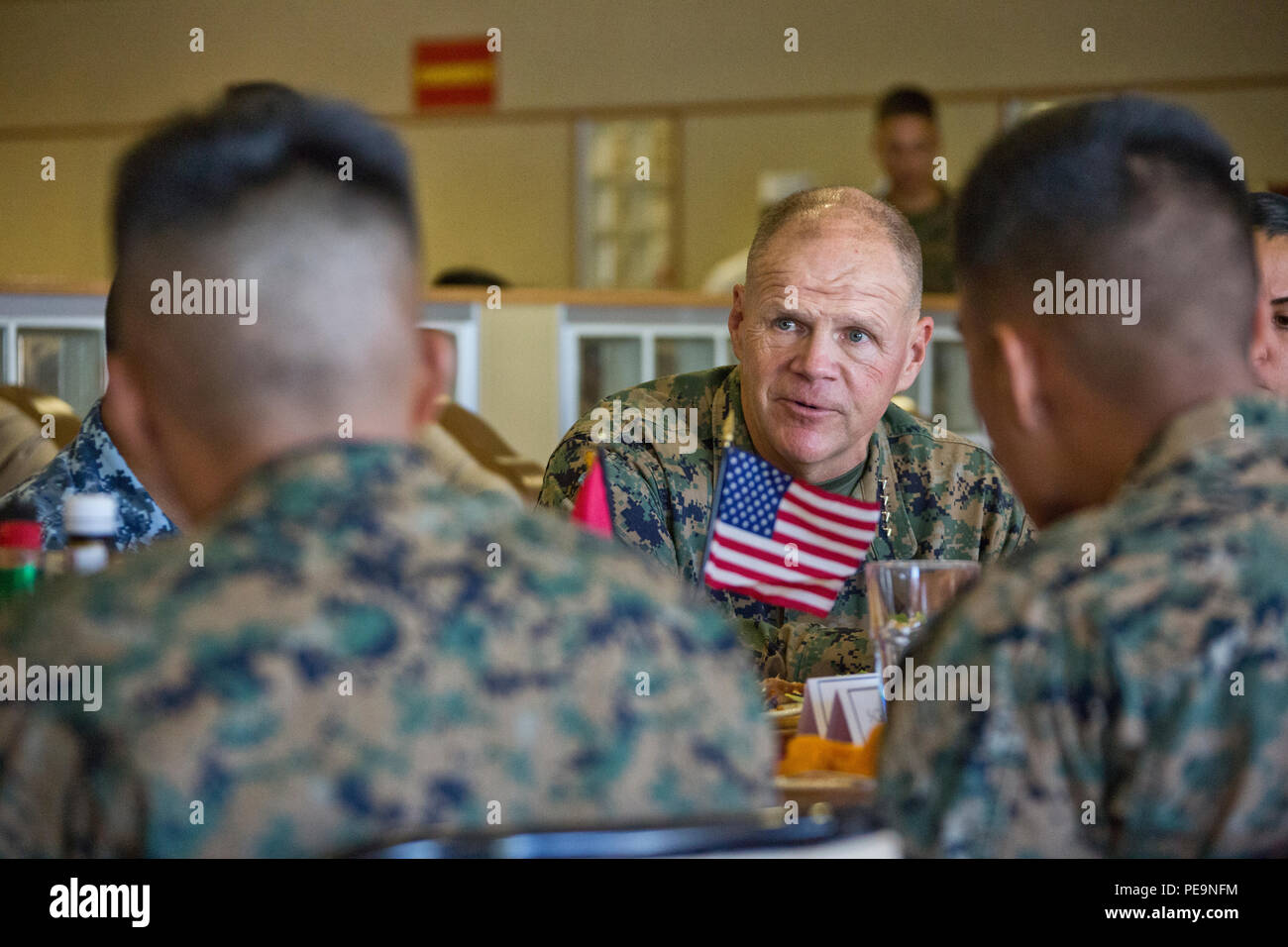Commandant of the Marine Corps, Gen. Robert B. Neller, talks to Marines ...