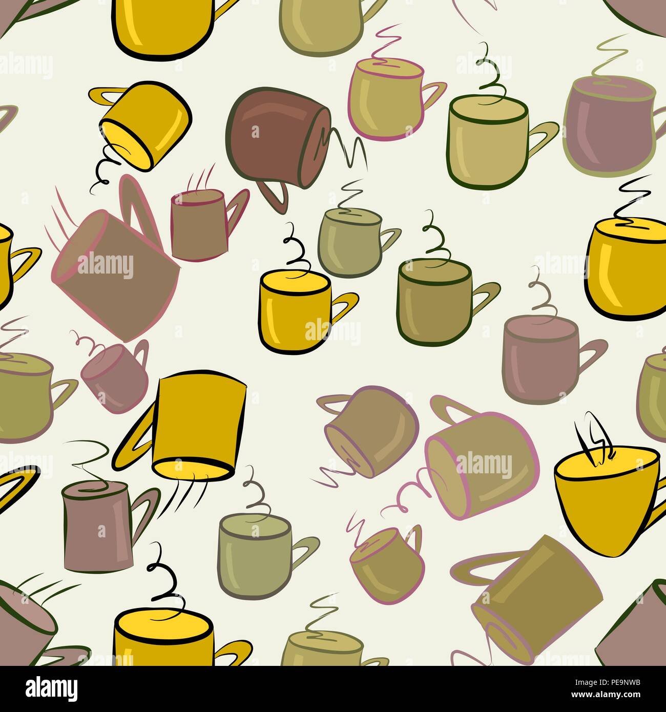 Seamless illustrations of coffee cup. Good for web page, wallpaper ...