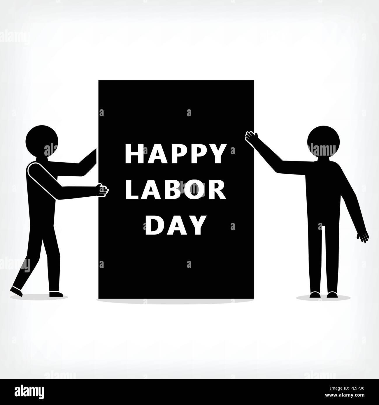 Stickman and a postcard with an inscription happy labor day, American ...