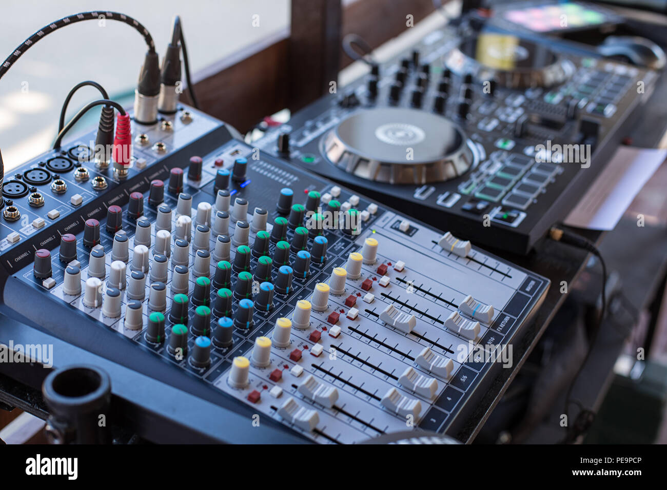 dj controller. Remote Control. audio controller Stock Photo - Alamy