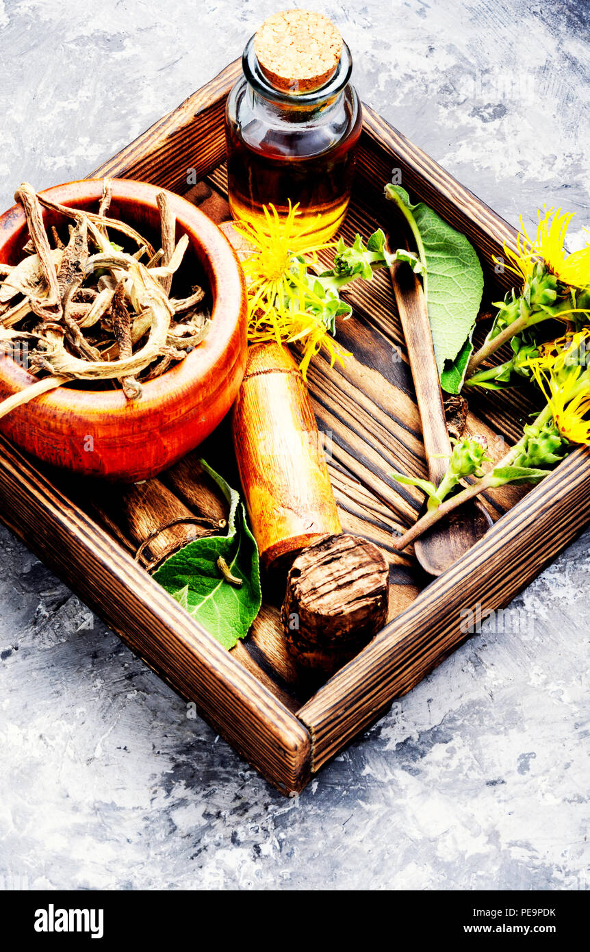Healing elixir from the root of inula.Herbal naturopathic medicine ...