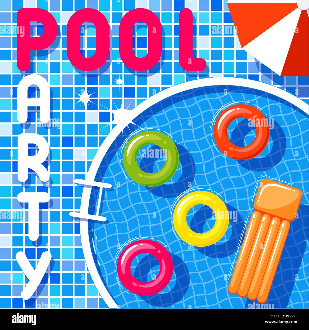 Banner of a pool party. Vector illustration. Eps 10 Stock Vector Image ...