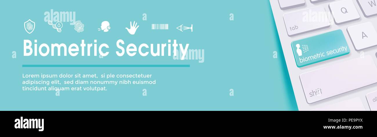 Biometric Scanning Web Banner w DNA, fingerprint, voice scan, tattoo ...