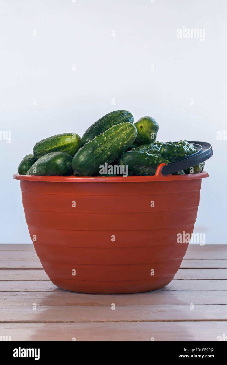 Cucumbers in wooden bucket hi-res stock photography and images - Alamy