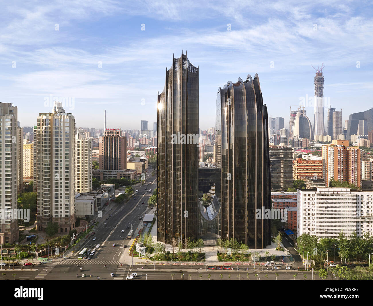 Exterior view. Chaoyang Park Plaza, Beijing, China. Architect: MAD ...