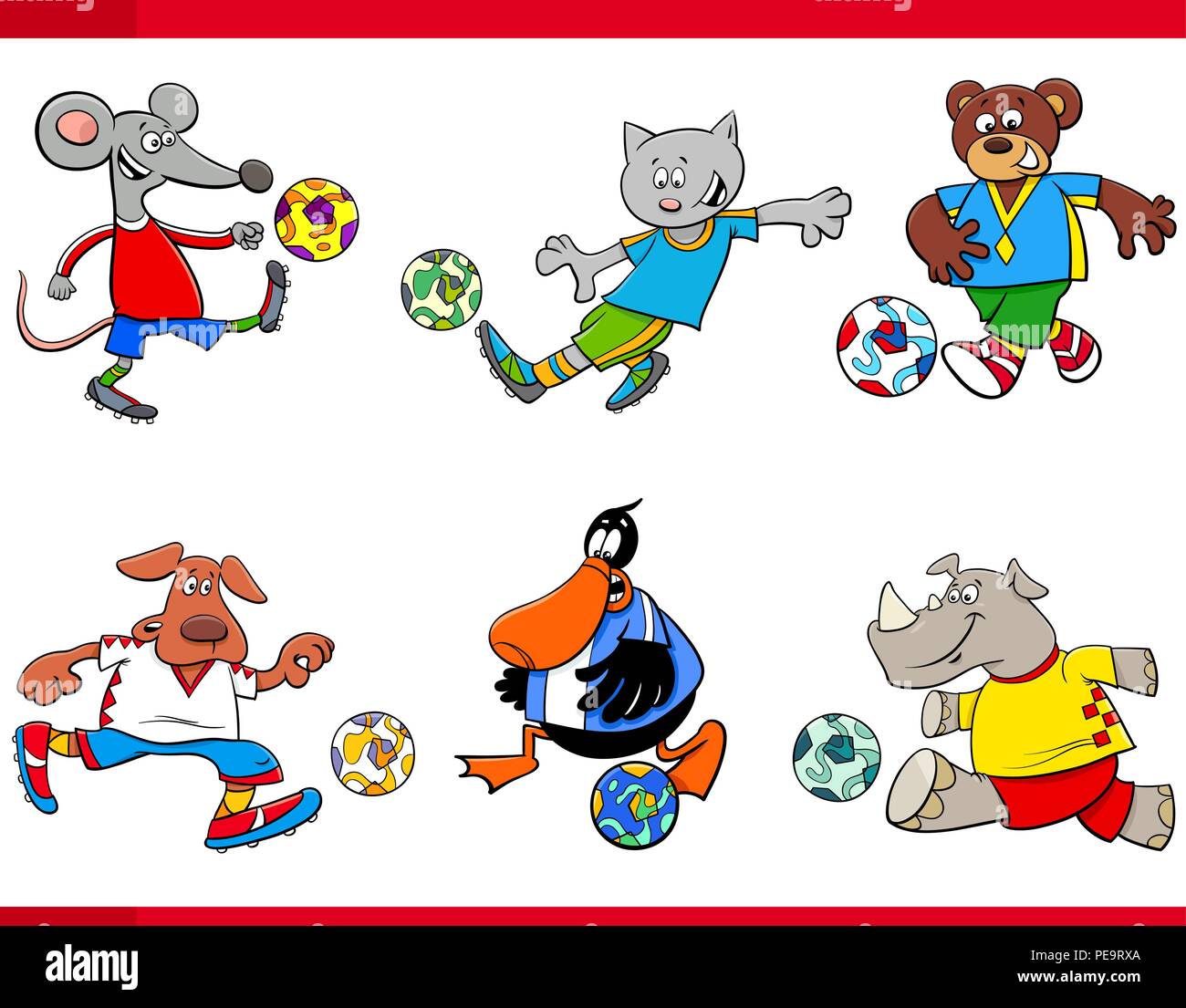 Cartoon Illustrations of Animal Football or Soccer Player Characters ...