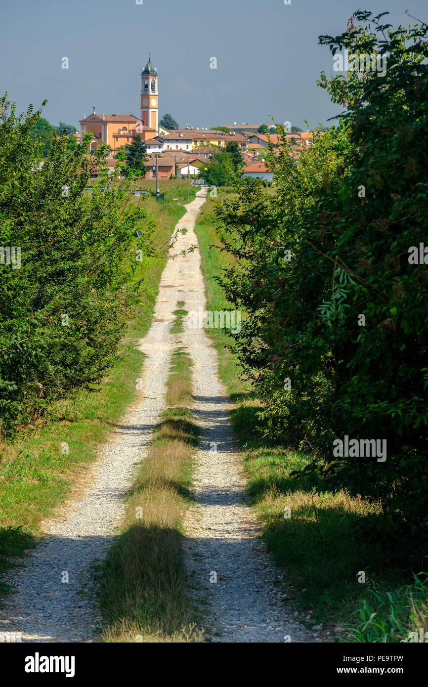 Rural landscape along the Po cycle path near Orio Litta (Lodi, Lombardy ...