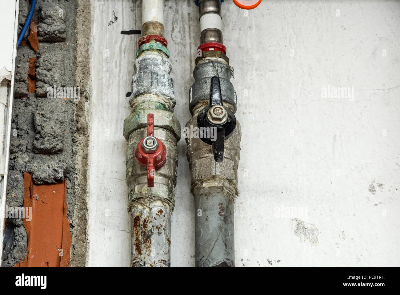 pipe off the water supply, both old rust corrosion Stock Photo - Alamy