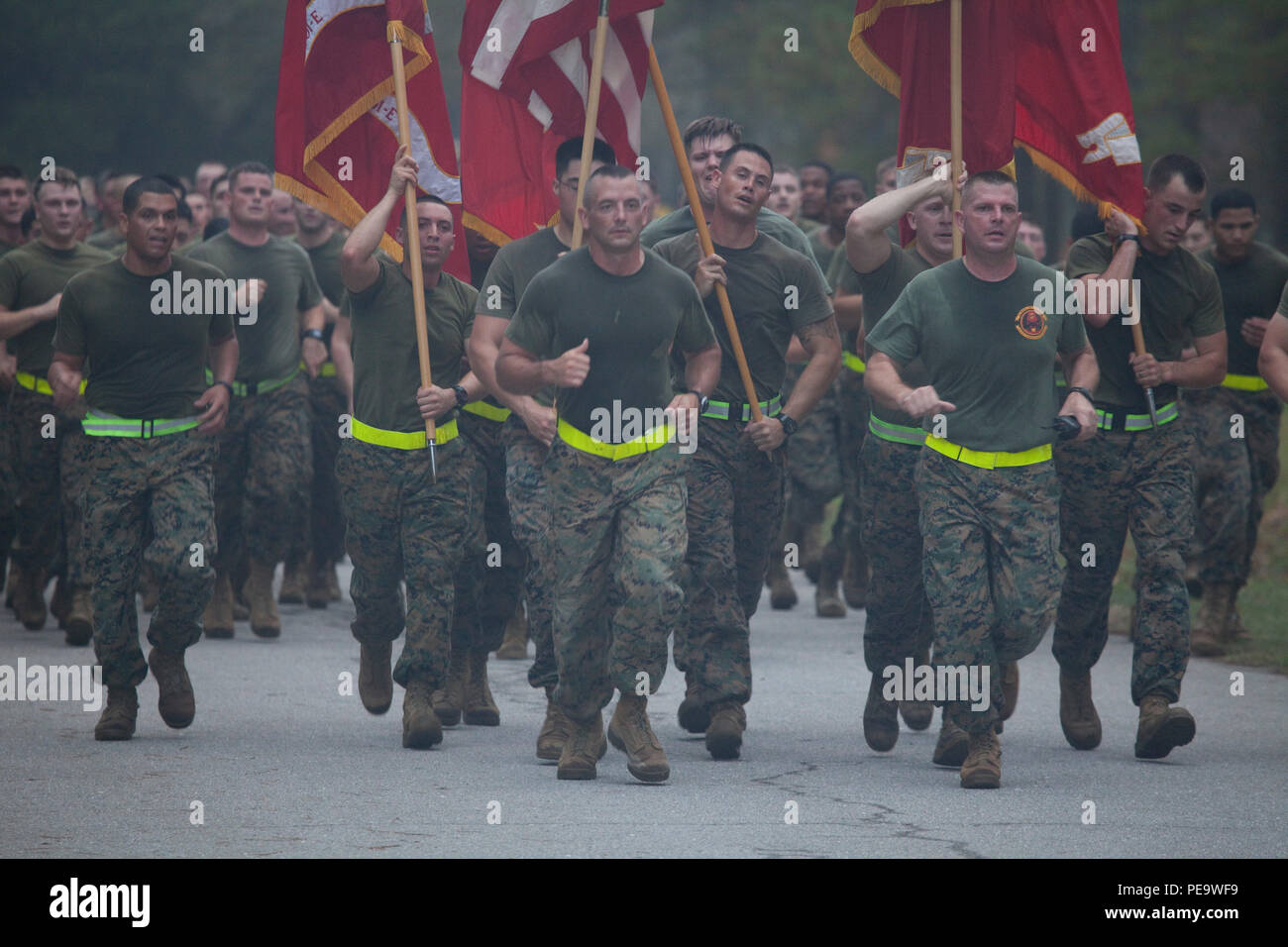 U.S. Marine Corps Col. Steven Wolf (center), Commanding Officer, School ...