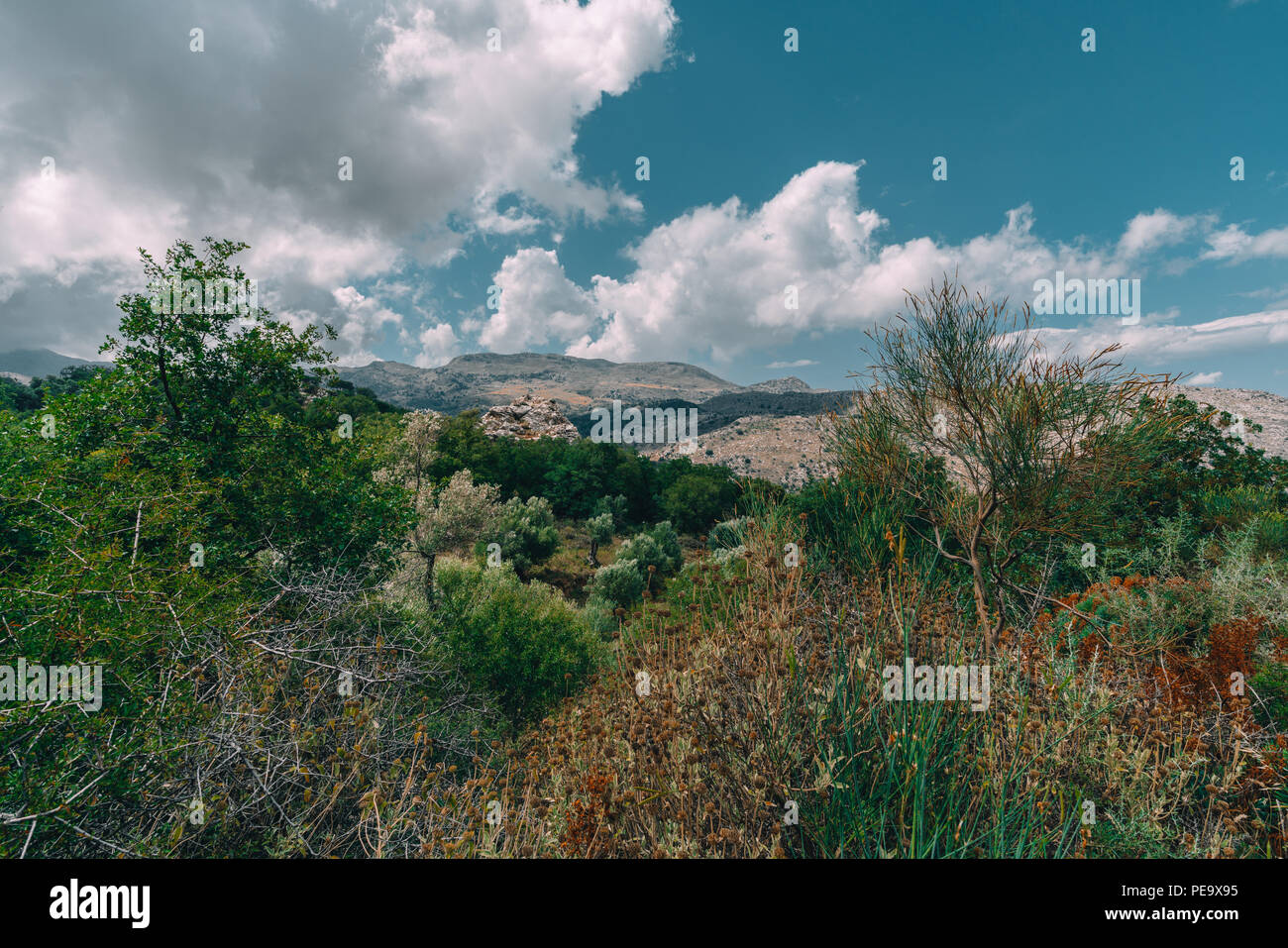 Mointains in Crete, Greece. View to Sivas. Panorama landscape from ...