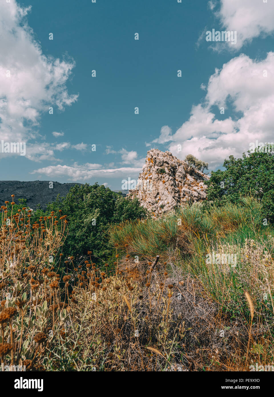 Mointains in Crete, Greece. View to Sivas. Panorama landscape from ...