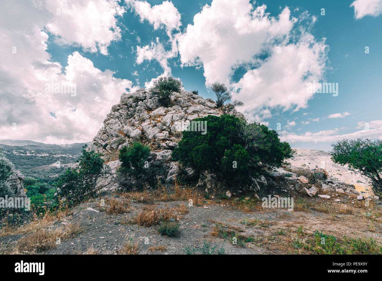 Mointains in Crete, Greece. View to Sivas. Panorama landscape from ...