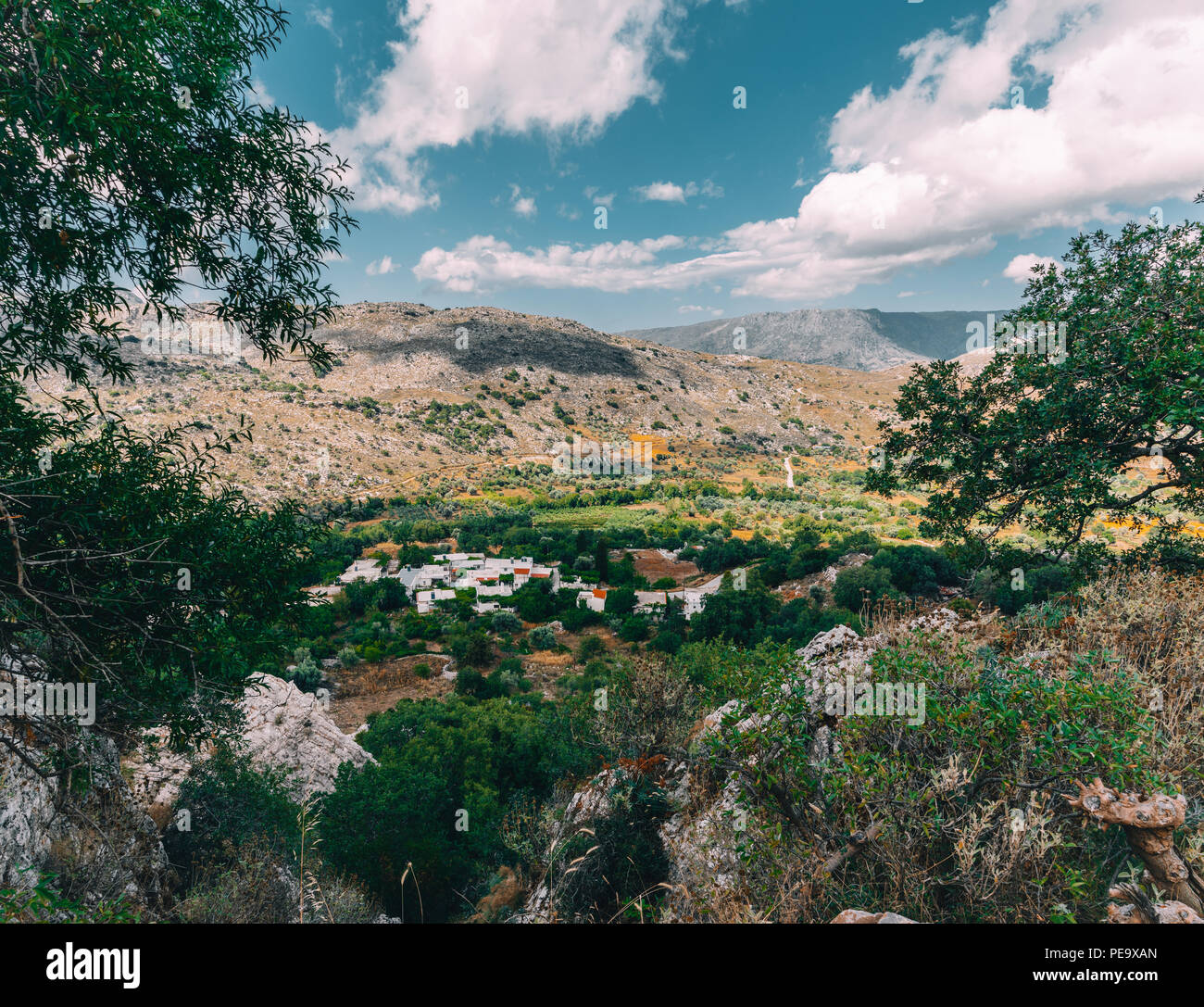 Mointains in Crete, Greece. View to Sivas. Panorama landscape from ...