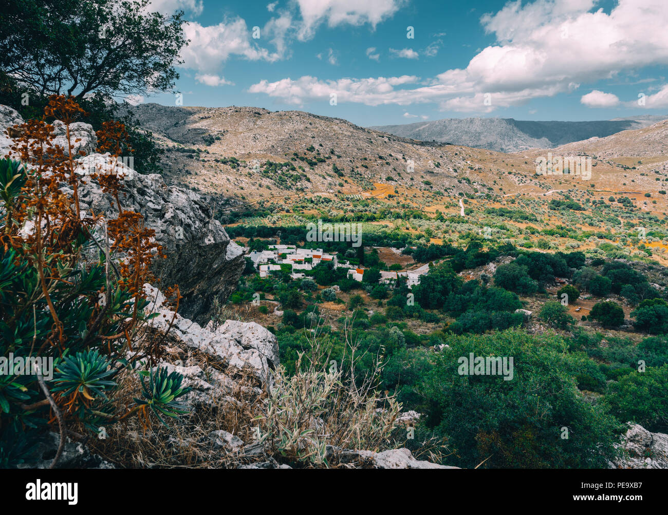 Mointains in Crete, Greece. View to Sivas. Panorama landscape from ...