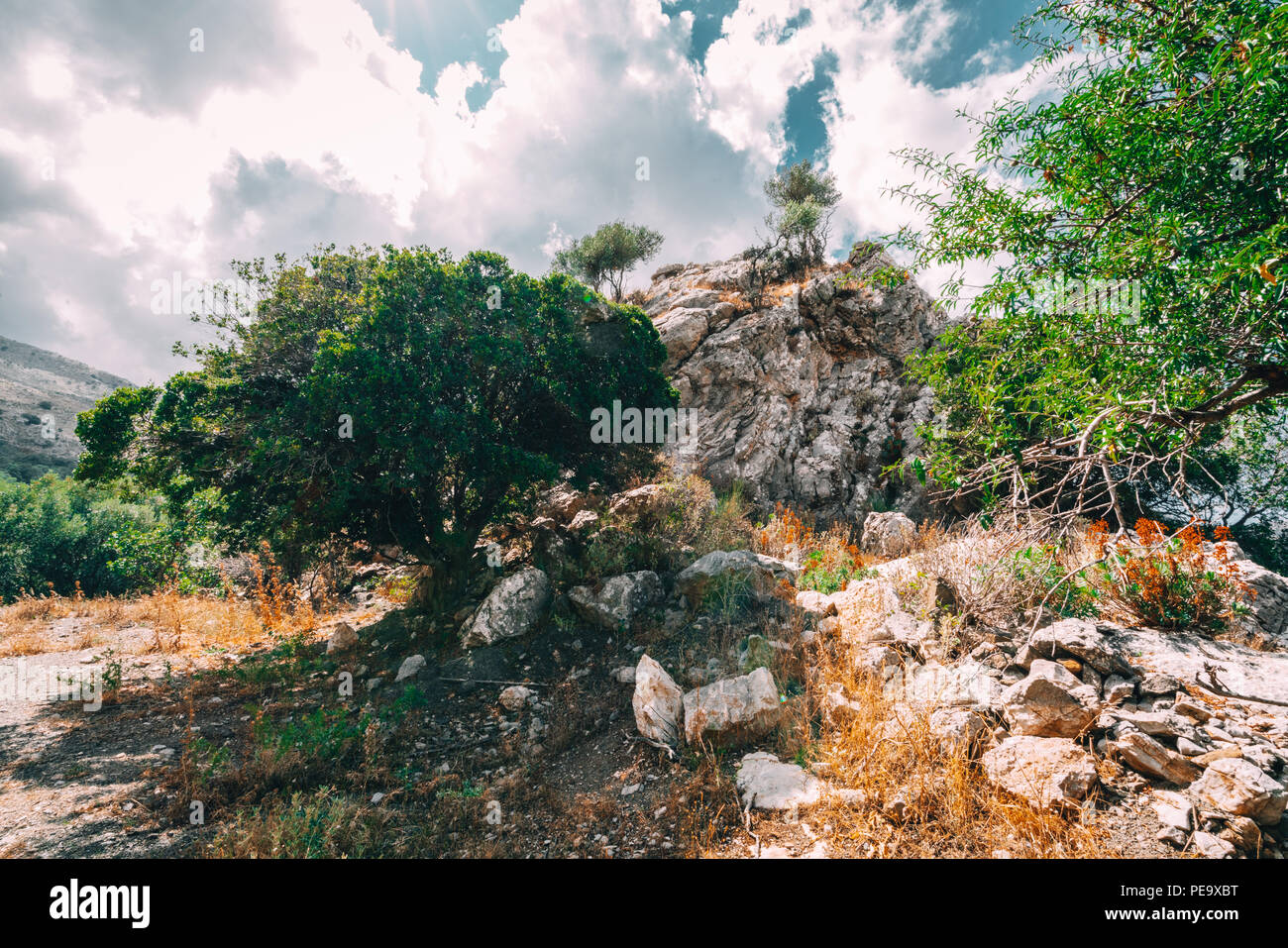 Mointains in Crete, Greece. View to Sivas. Panorama landscape from ...
