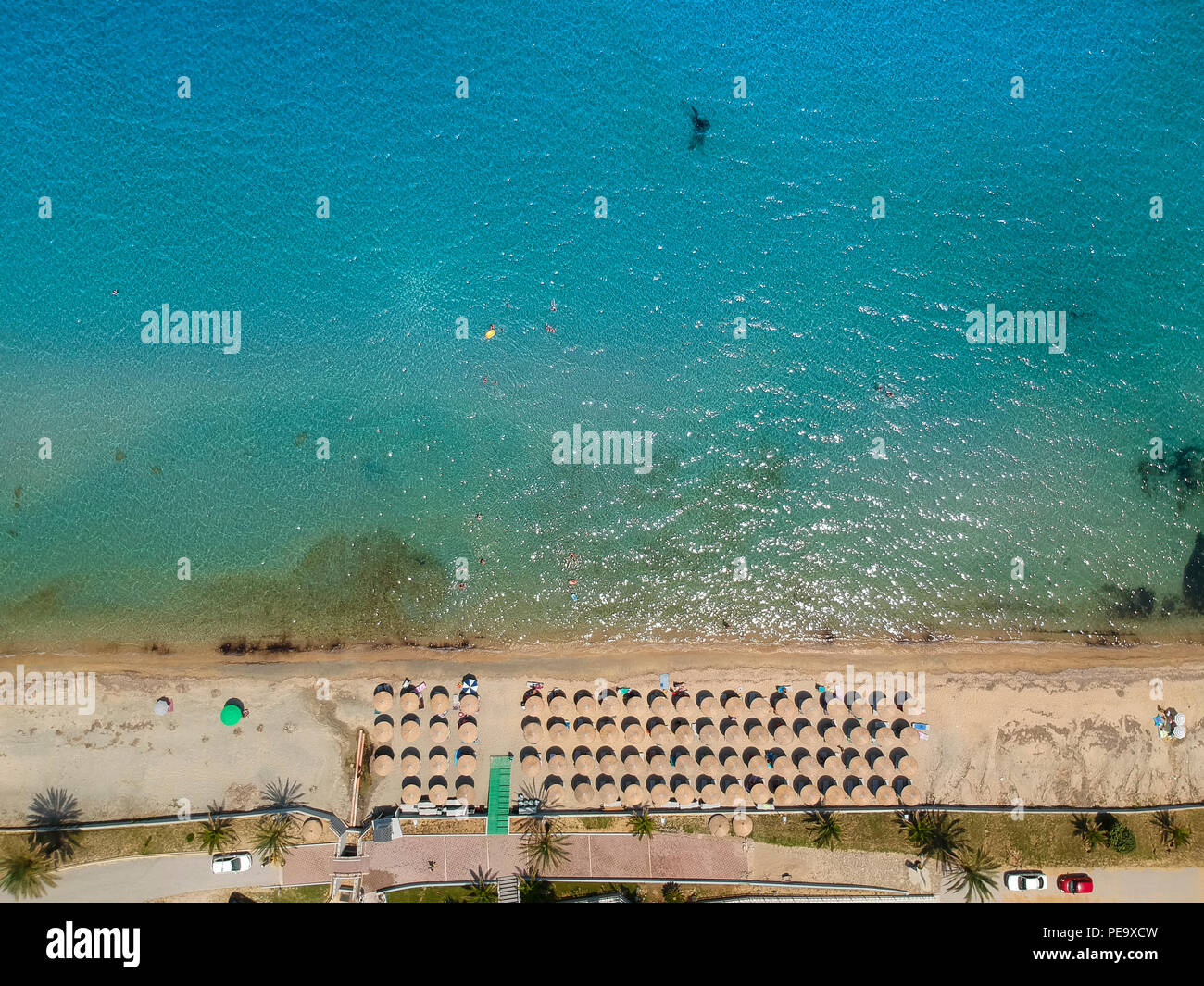 Aerial view at beach at Nea Roda at Chalkidiki, Greece Stock Photo - Alamy