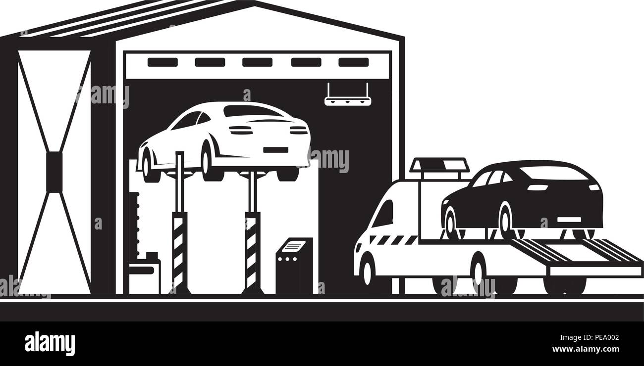 Roadside assistance truck brings car to service - vector illustration ...