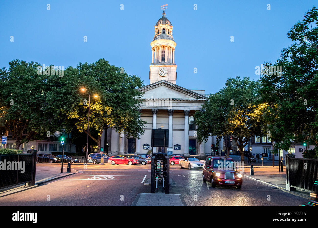 St. Marylebone Church at Night London UK Stock Photo - Alamy
