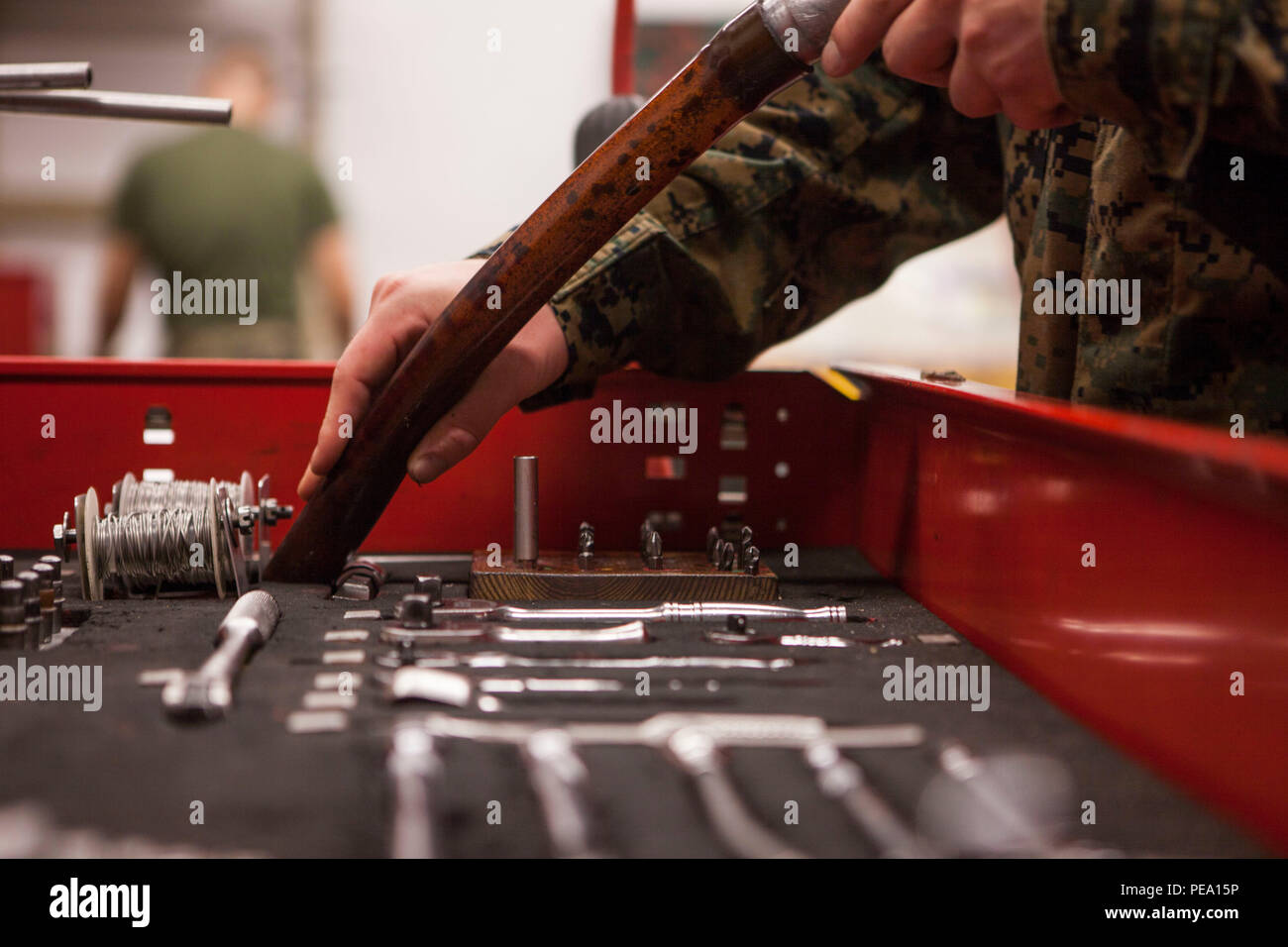 U.S. Marine Corps Lance Cpl. Raymond D. Falter, an airframe mechanic ...