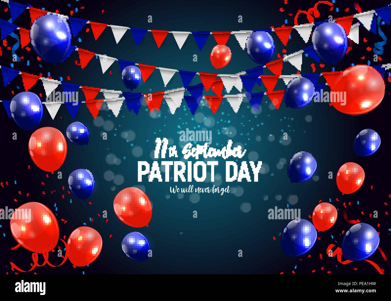 Patriot Day USA poster background.September 11, We will never forget ...