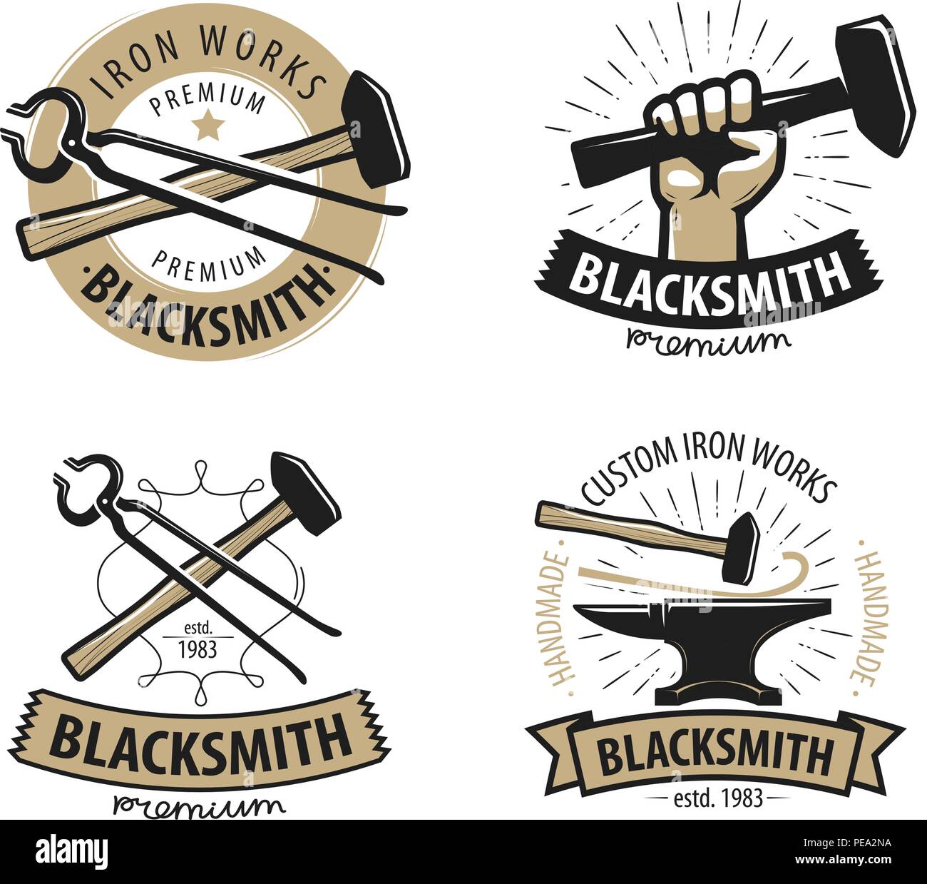 blacksmith, forge logo or label. workshop, iron work symbol. vector ...