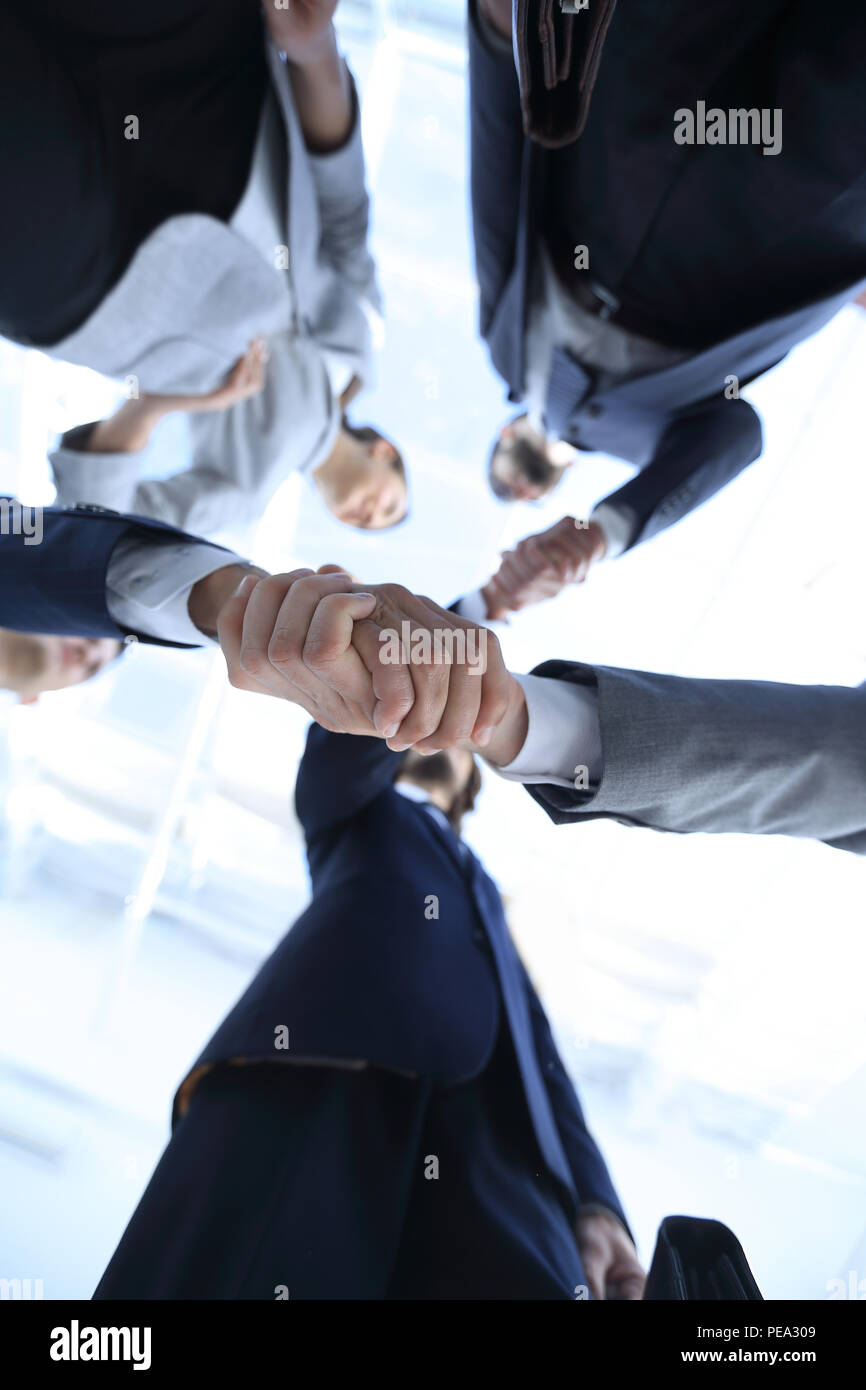bottom view.business handshake Stock Photo - Alamy