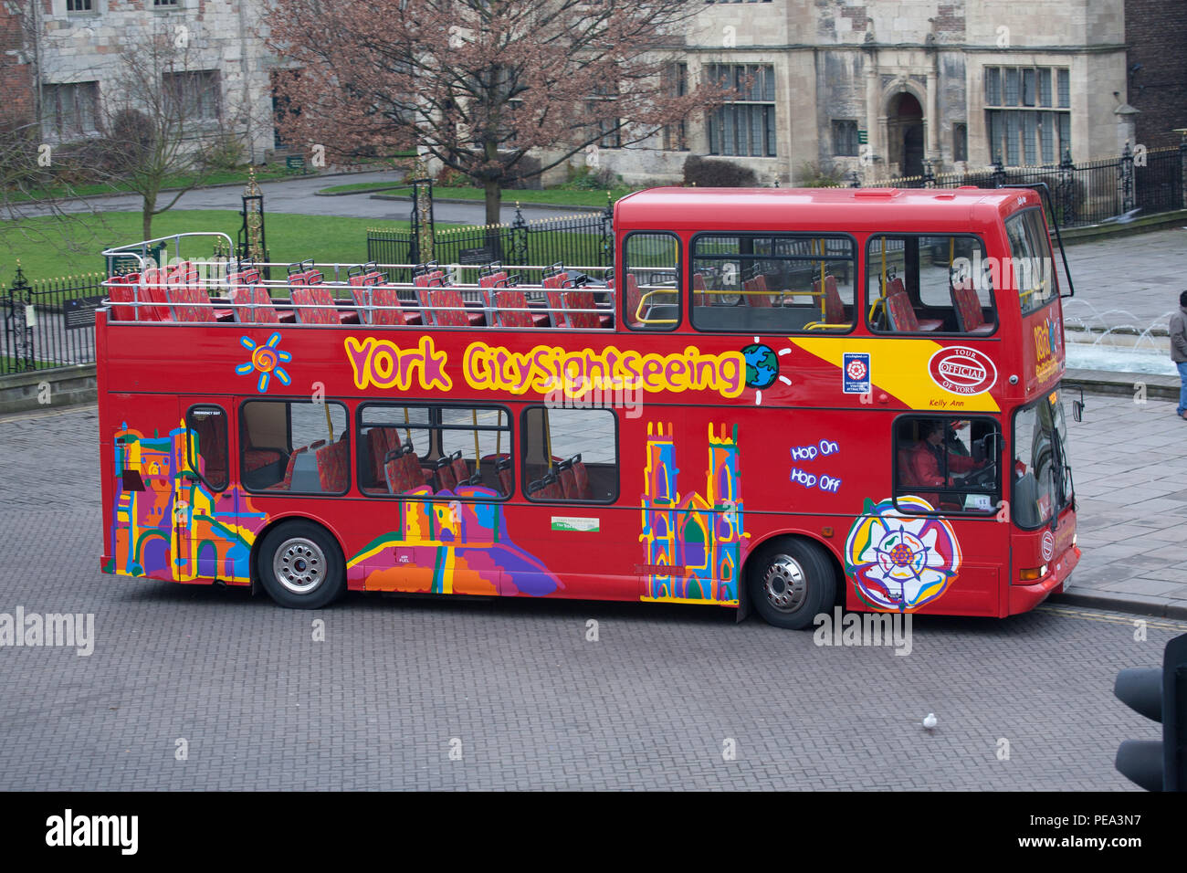 York Sightseeing Bus which takes visitors on a tour around the city of ...