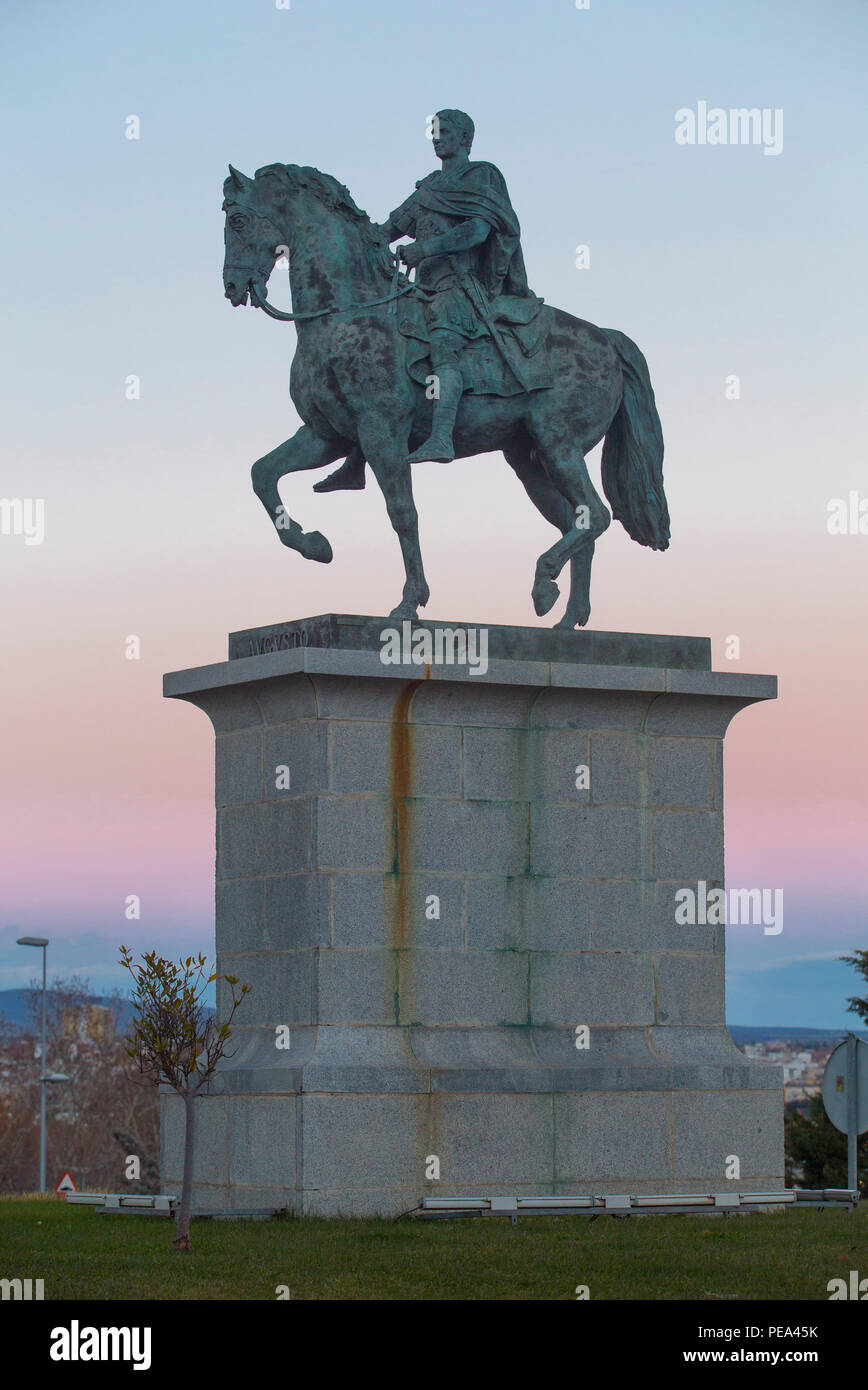 Merida, Spain - February 1st, 2018: Equestrian statue of Augustus ...