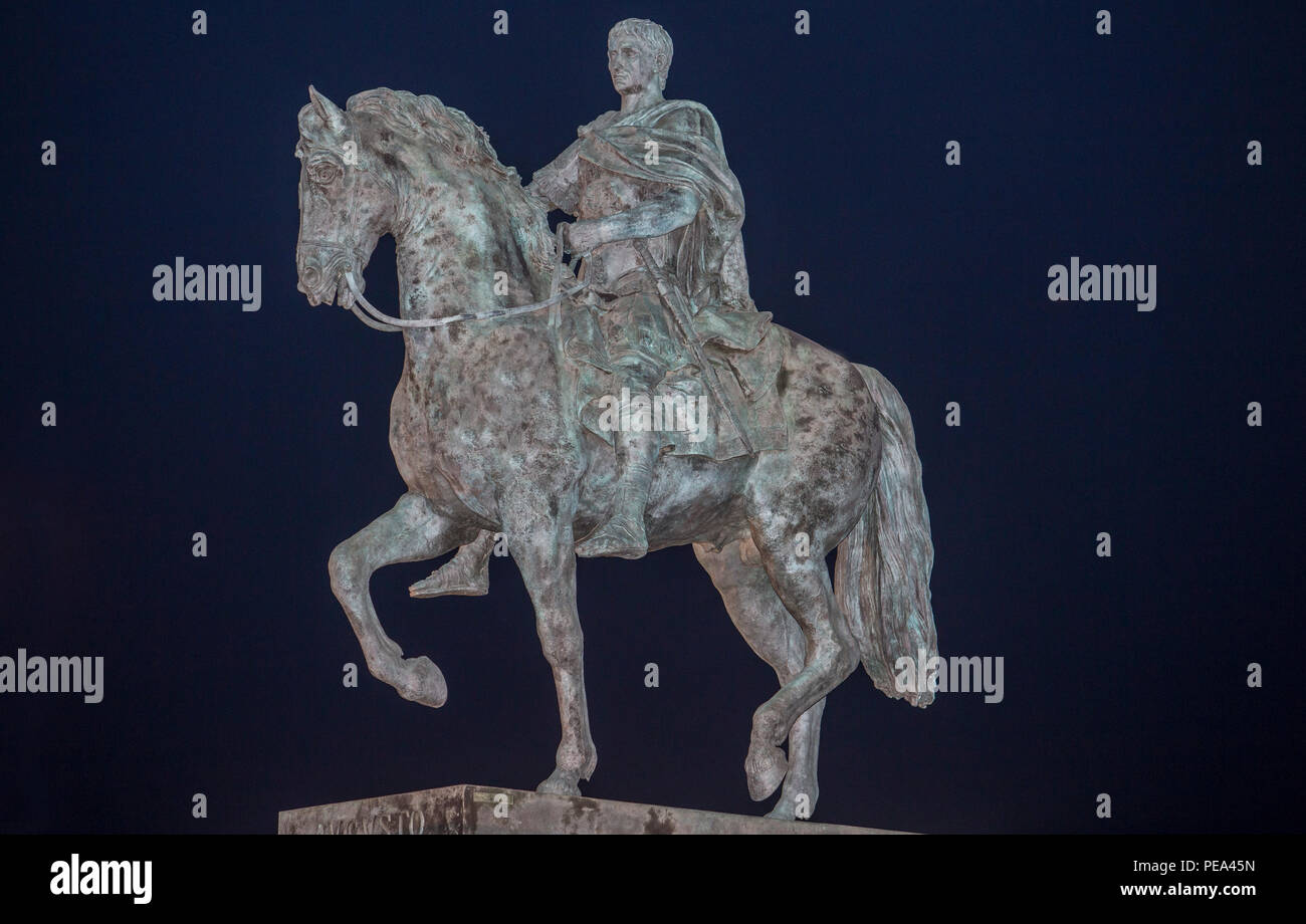 Merida, Spain - February 1st, 2018: Equestrian statue of Augustus ...
