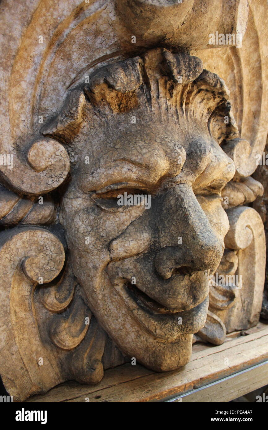 Grotesque smiling ugly face stone statue at Architectural Artifacts in ...